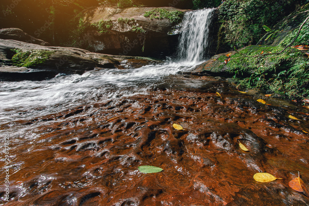 soft water of the stream in the WIMAN THIP Waterfall natural park ...