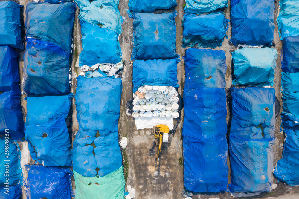 Fertilizer factory, Warehouse for storage of fertilizers. Aerial top ...