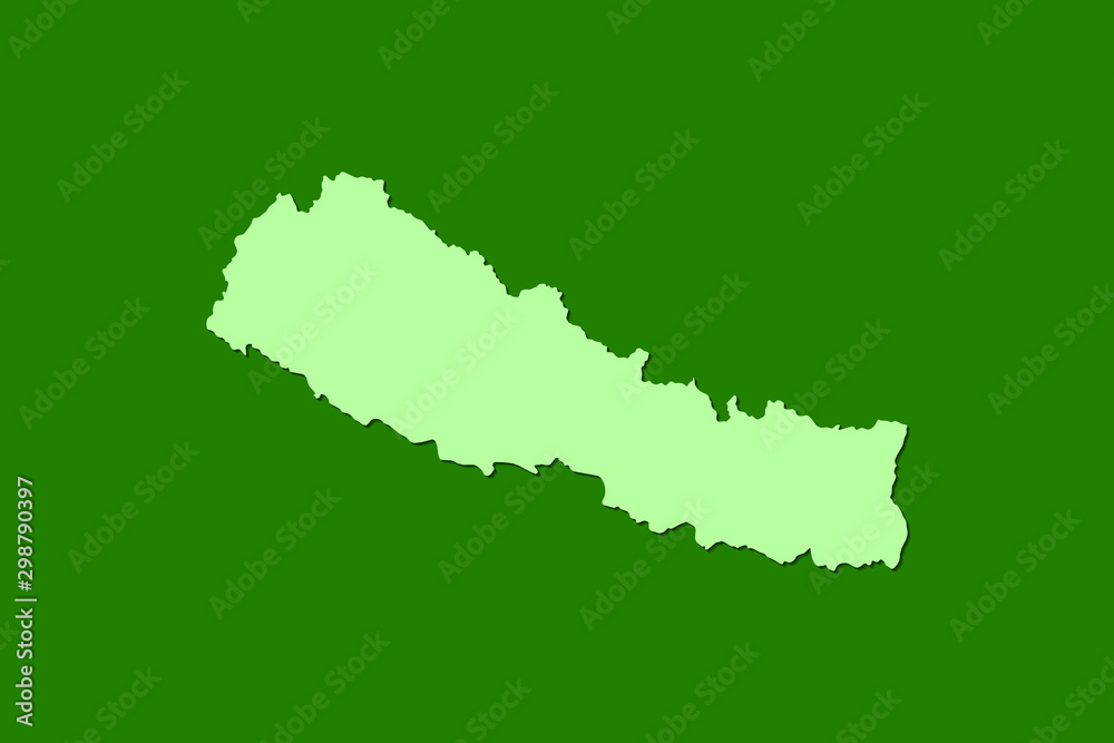 Nepal vector map with single land area using green color on dark ...
