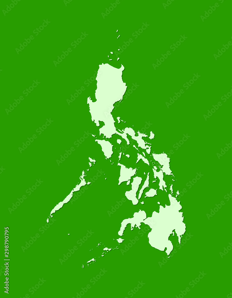 Philippines vector map with single land area using green color on dark ...