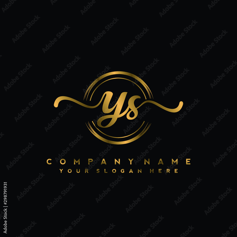 YS Initial handwriting logo design with golden brush circle. Logo for ...