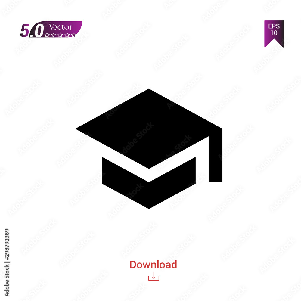 Outline Black graduate-cap icon vector isolated on white background ...