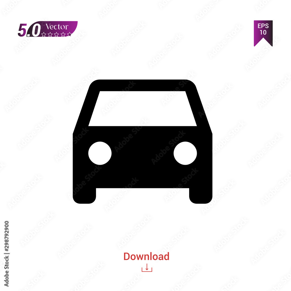 Outline Black front-car icon vector isolated on white background ...