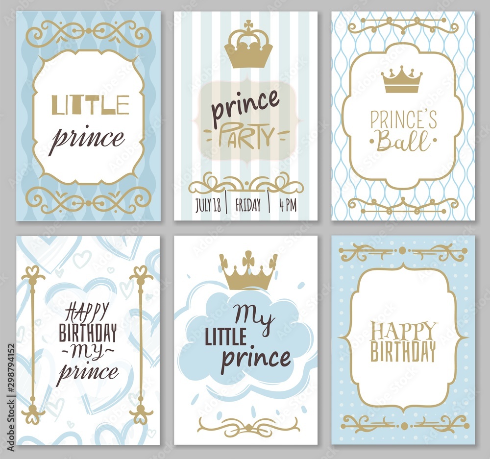 Prince frames. Cute boy party invitation shower or sweet photo borders ...