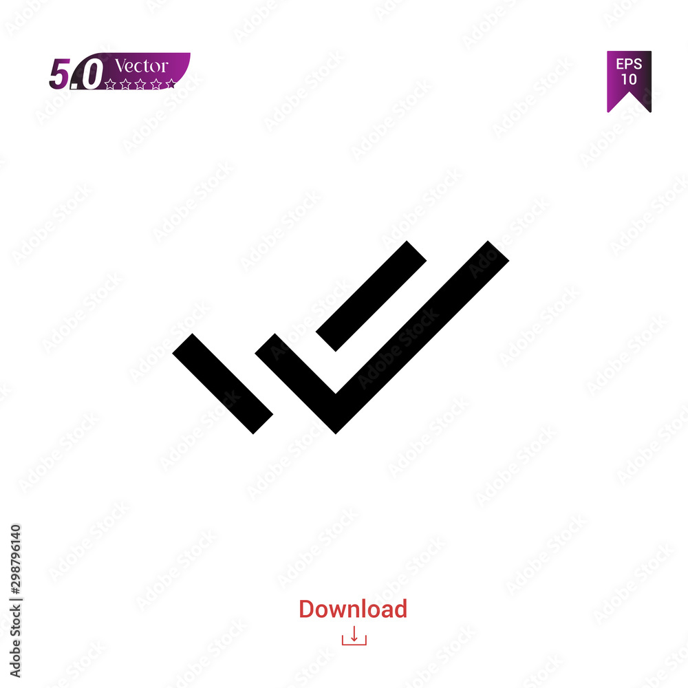 Outline Black double-tick-indicator icon vector isolated on white ...