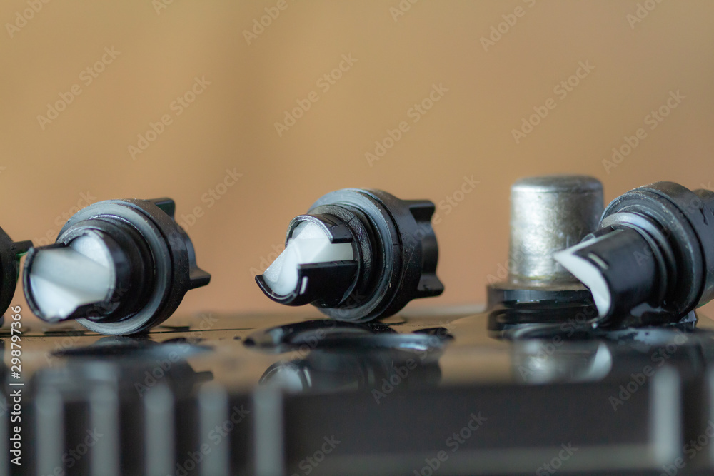 The battery cover is open on top on glay colour background, Stock Photo ...