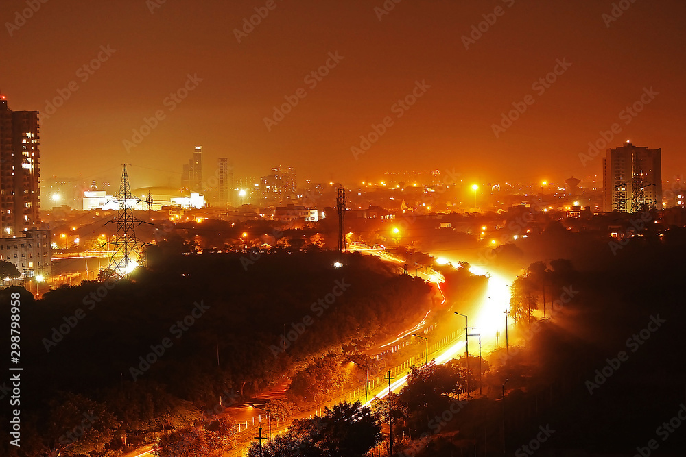 view of the cityscape of Noida at night Stock Photo | Adobe Stock