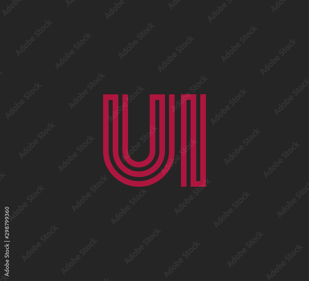 Initial two letter red line shape logo on black vector UI Stock Vector ...