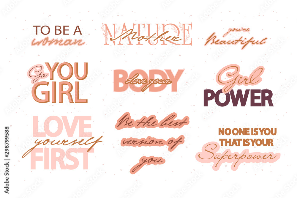 Cute typography quotes with girl power phrases. Motivational and ...