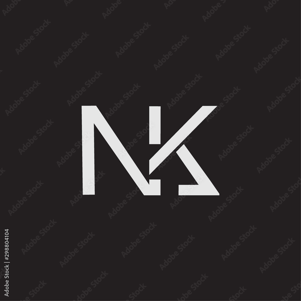 NK initial logo Capital Letters black background Stock Vector | Adobe Stock