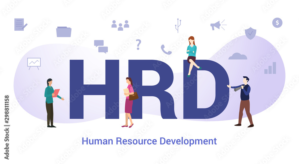 hrd human resource development concept with big word or text and team ...