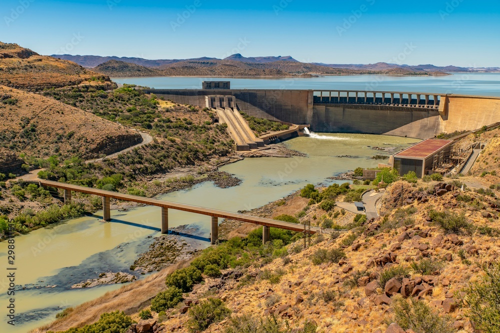 Gariep dam during a drought in the Free State province of South Africa ...