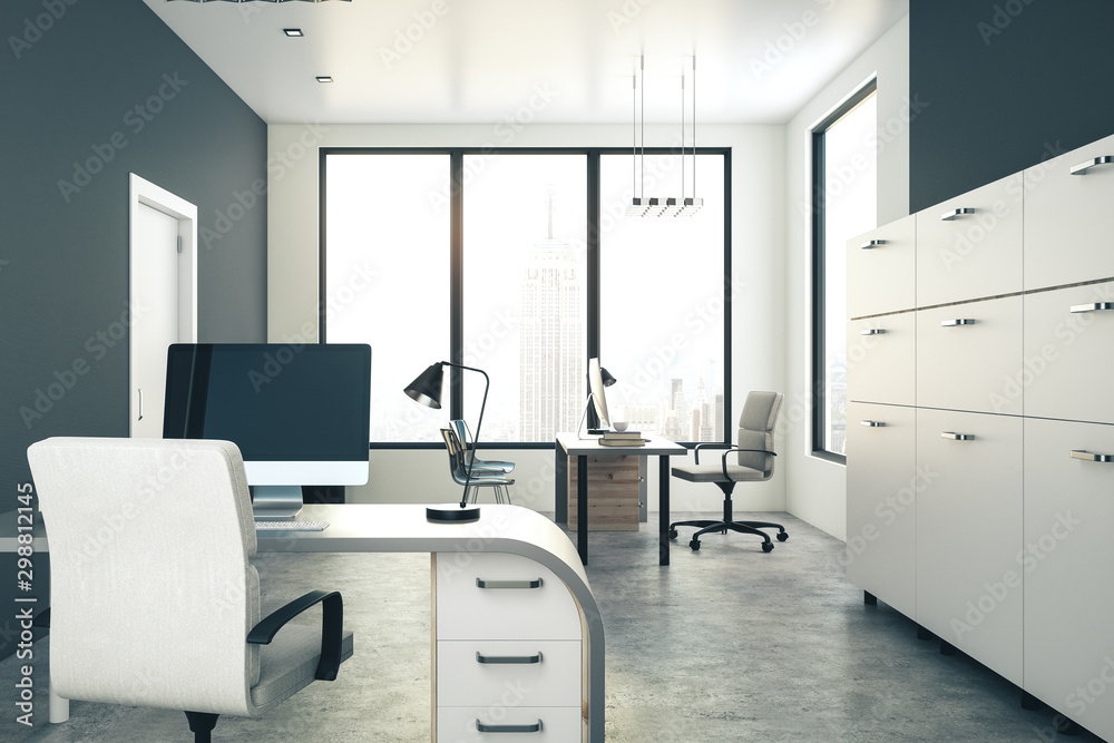 Modern office interior with workplace Stock Photo | Adobe Stock