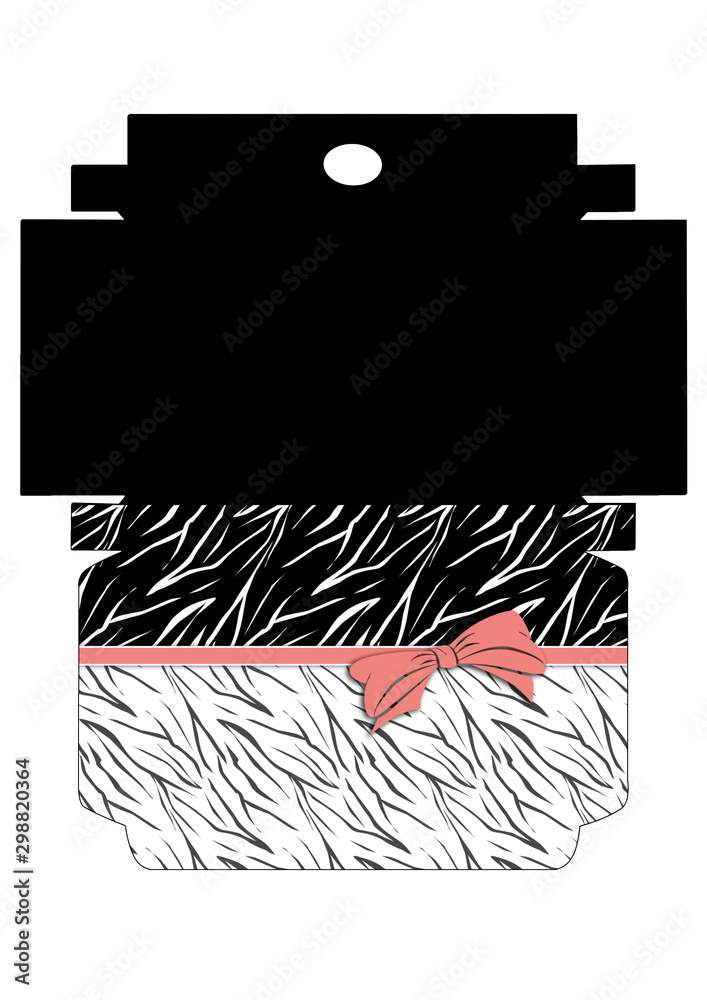 Favor printable template box packing, print and cut, zebra skin Stock ...