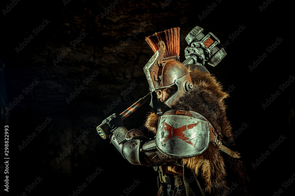 Photo & Art Print Attack of a powerful knight in the armor with the ...