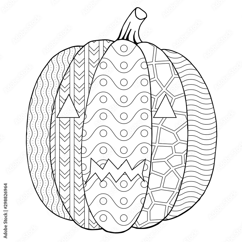 Pumpkin for Halloween coloring page for painting vector illustration ...