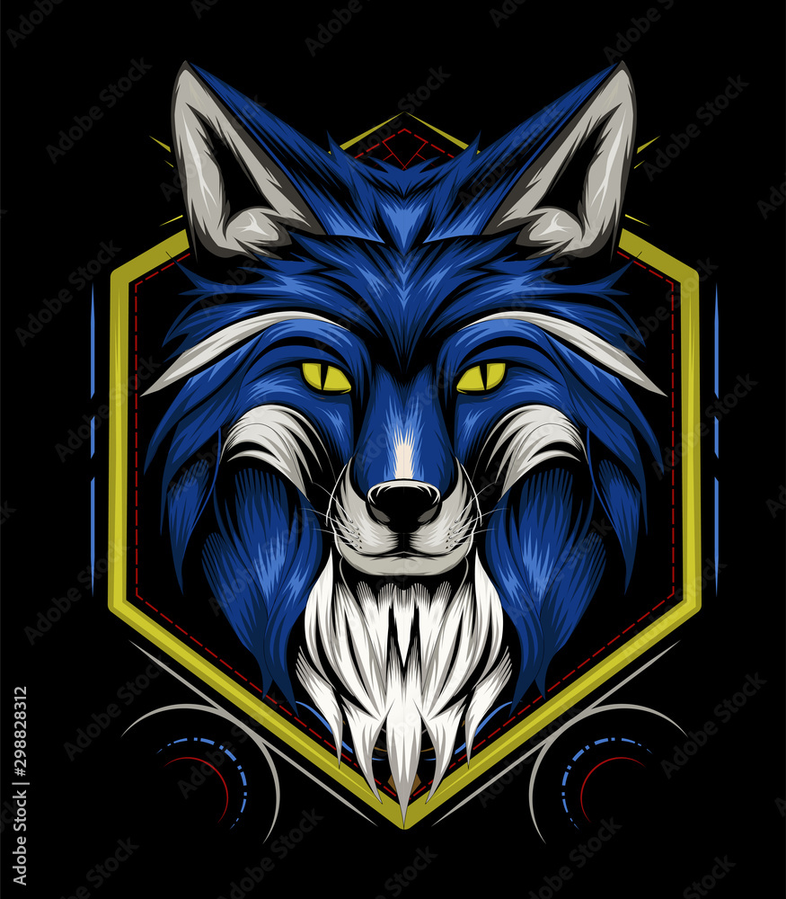 Blue Wolf Head Logo