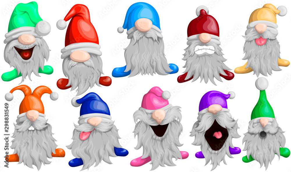 Vector set of funny bearded dwarfs in cartoon style Stock Vector ...