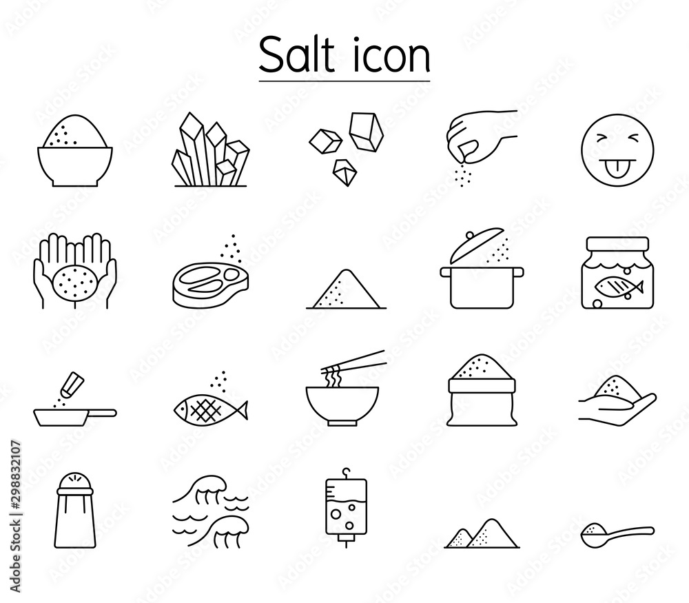 Salt icon set in thin line style Stock Vector | Adobe Stock