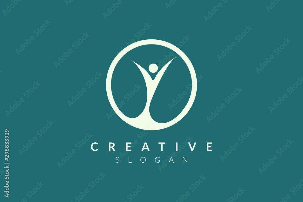 Logo design of people who are happy to celebrate something. Minimalist ...