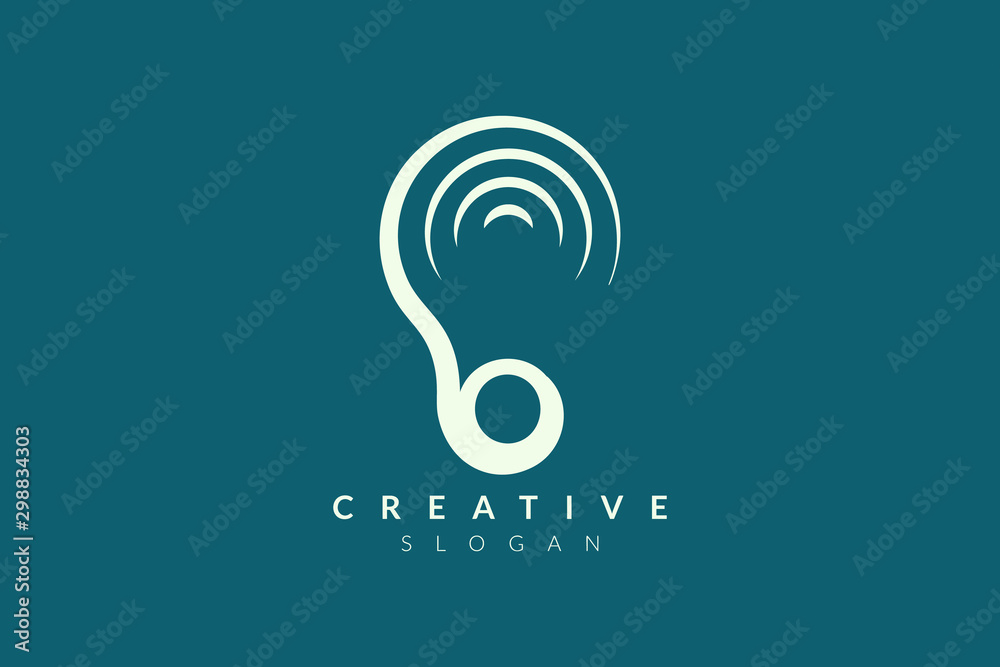 Ear logo design with sound waveforms. Minimalist and modern vector ...