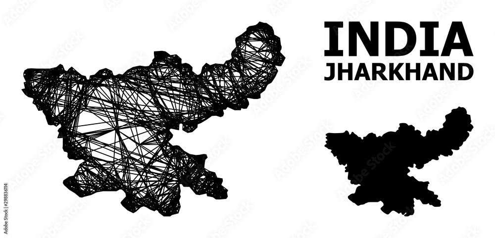 Wire Frame Map of Jharkhand State Stock Vector | Adobe Stock