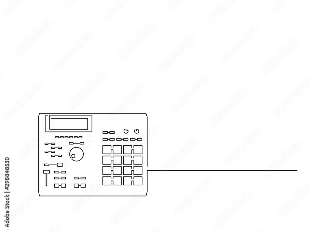 Drum machine line drawing, vector illustration design. Music collection ...