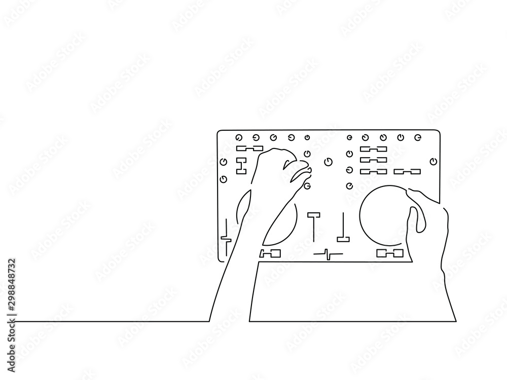 Disc Jockey line drawing, vector illustration design. Music collection ...
