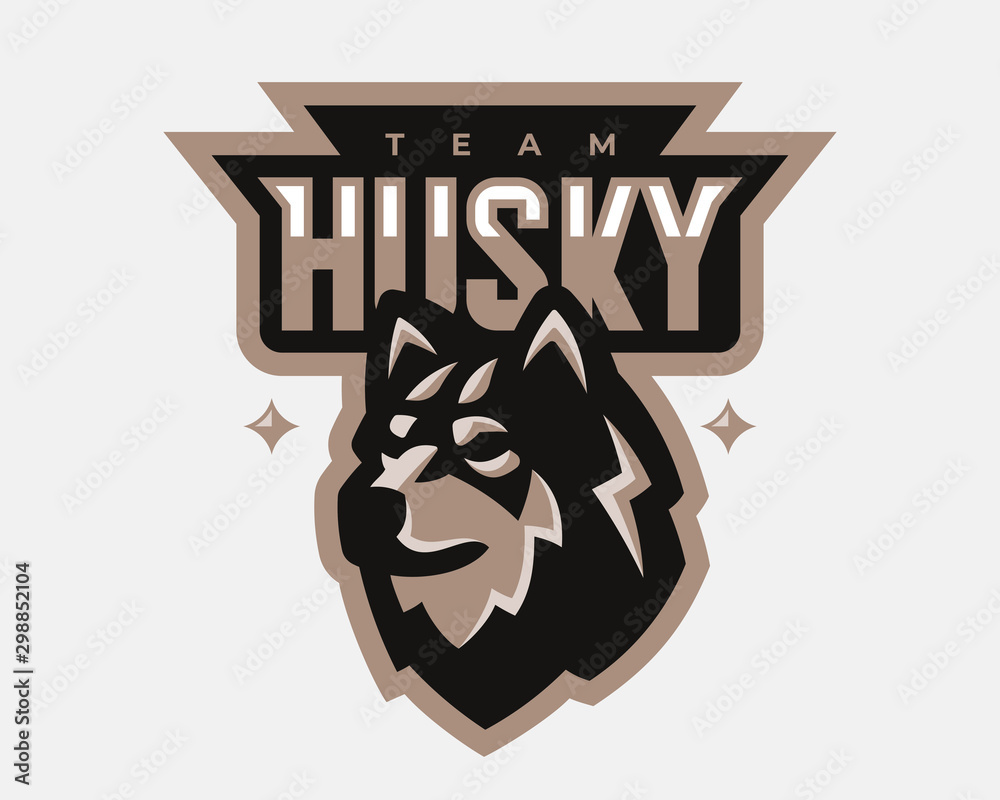 Husky modern logo. Dog template design emblem for a sport and eSport ...