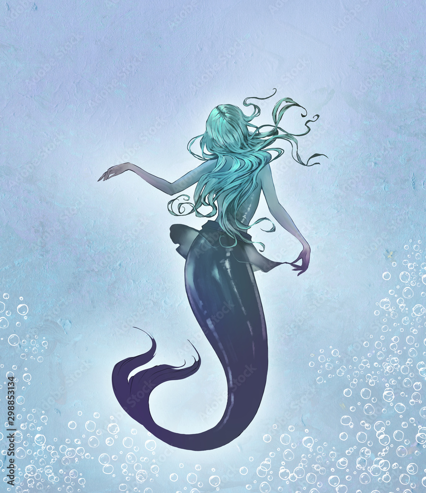 Fantasy original raster illustration of a cute and beautiful anime ...