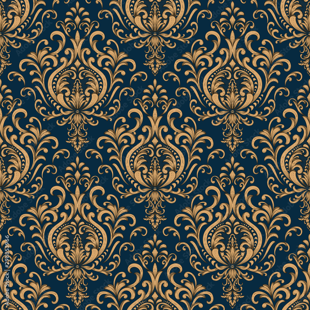 Vector damask seamless pattern background. Classical luxury old ...