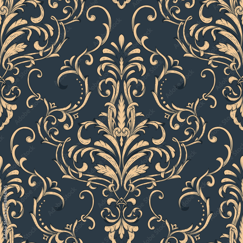Vector damask seamless pattern element. Classical luxury old fashioned ...