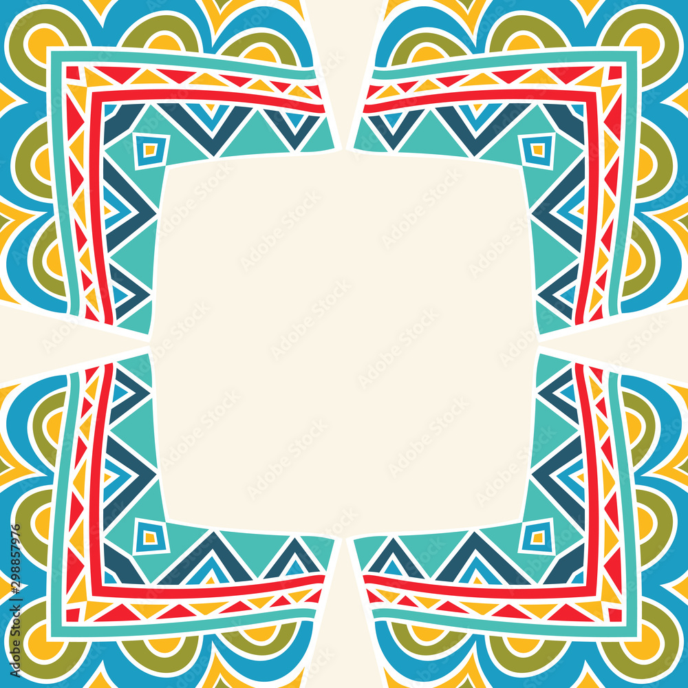 Colorful border with bright Mexican ethnic pattern. Stock Vector ...