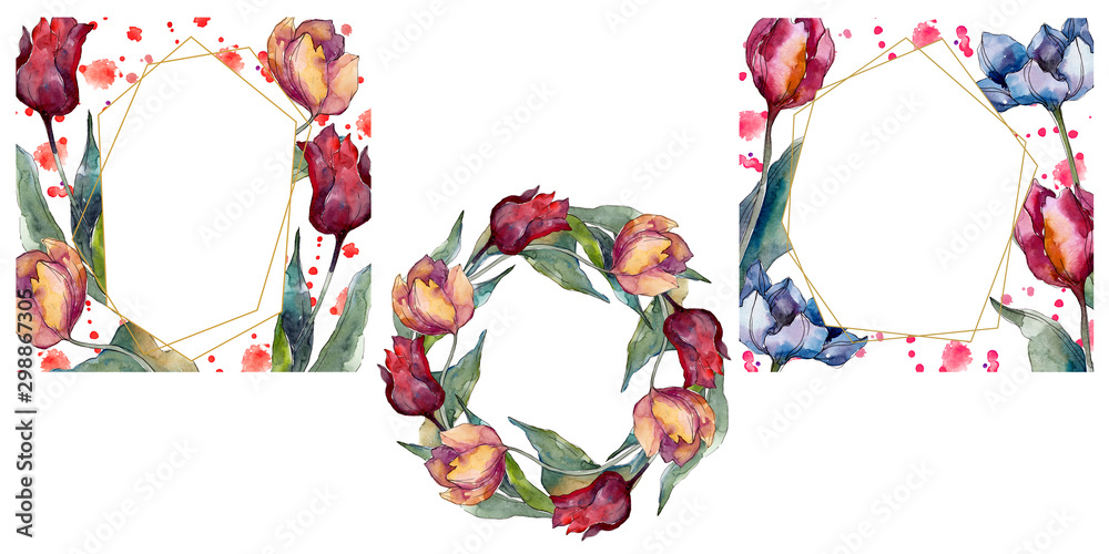 Tulip floral botanical flowers. Watercolor background illustration set ...