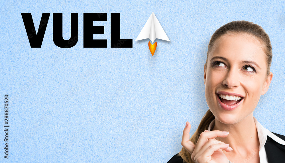 Airplane forms the a in the Spanish word "vuela" standing for "flying ...