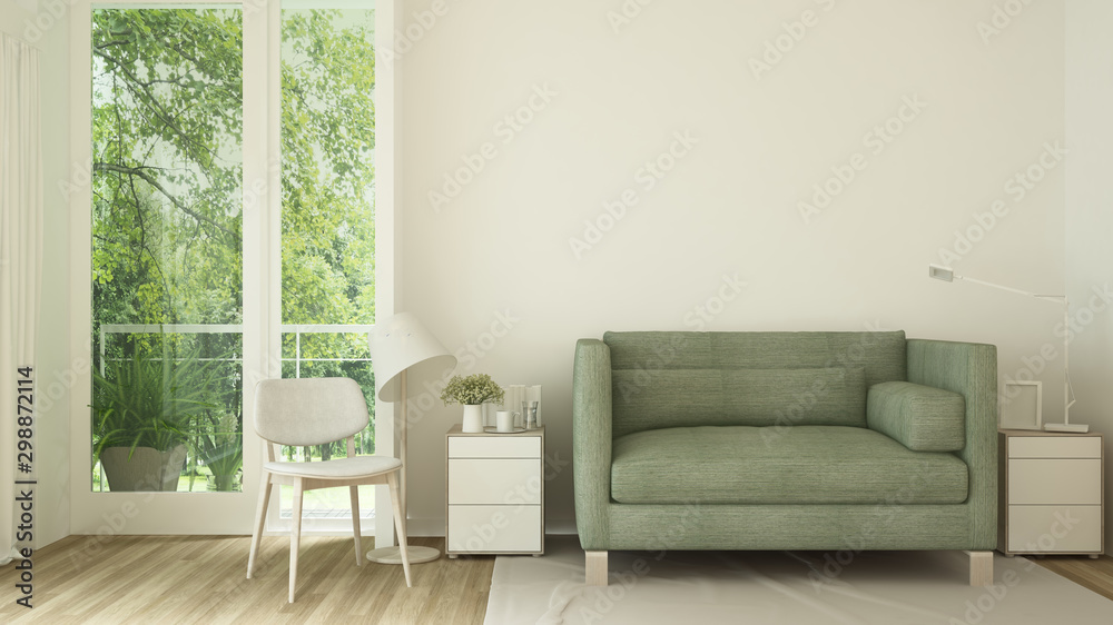 Living room in home and nature view - Relax area in living room and ...