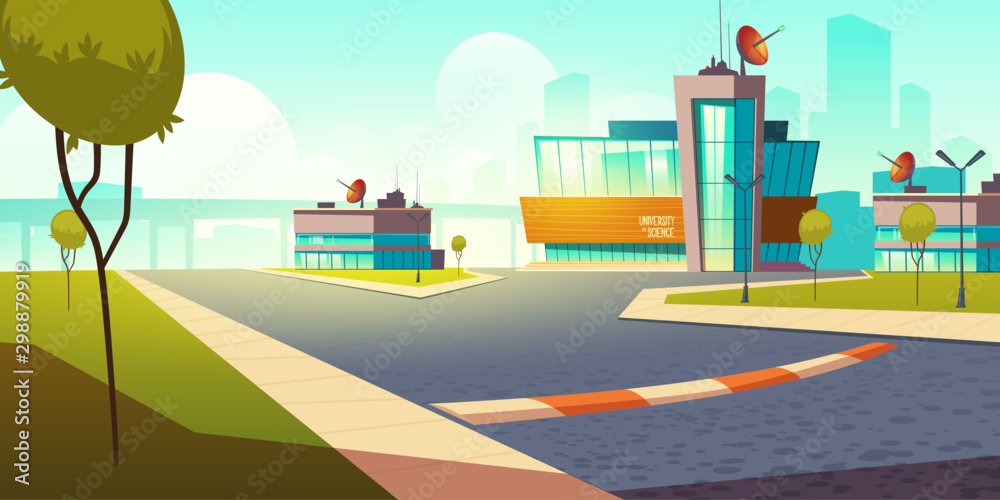 Building University of Science. College campus graduate school exterior ...
