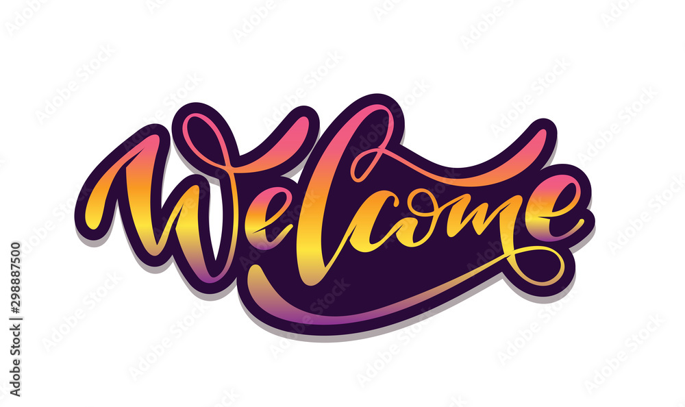 Welcome - cute hand drawn doodle lettering composition Stock Vector ...