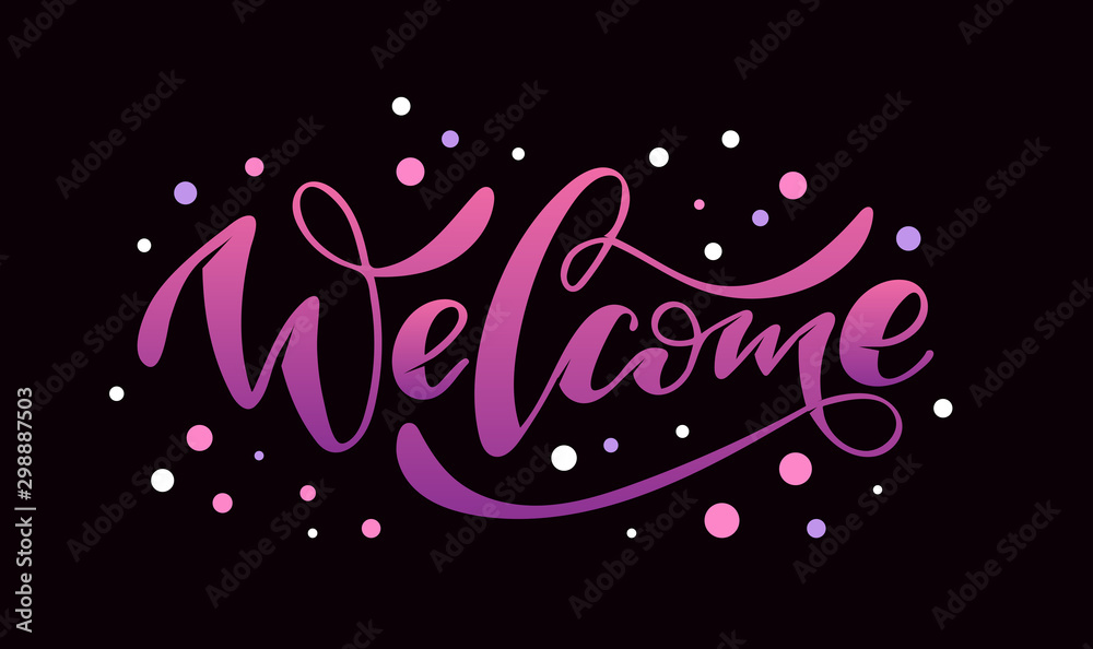 Welcome - cute hand drawn doodle lettering composition Stock Vector ...