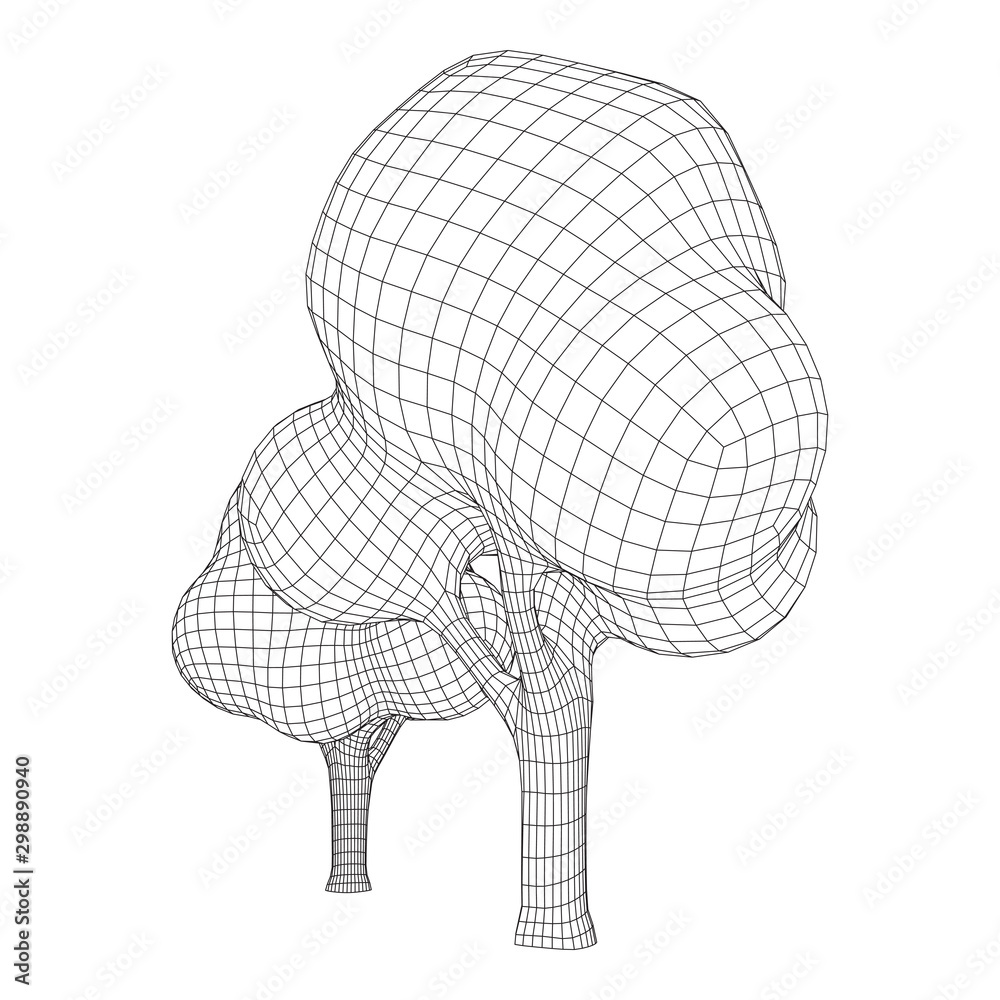 Mesh image of trees. Low poly background. Eco vector. Wireframe low ...