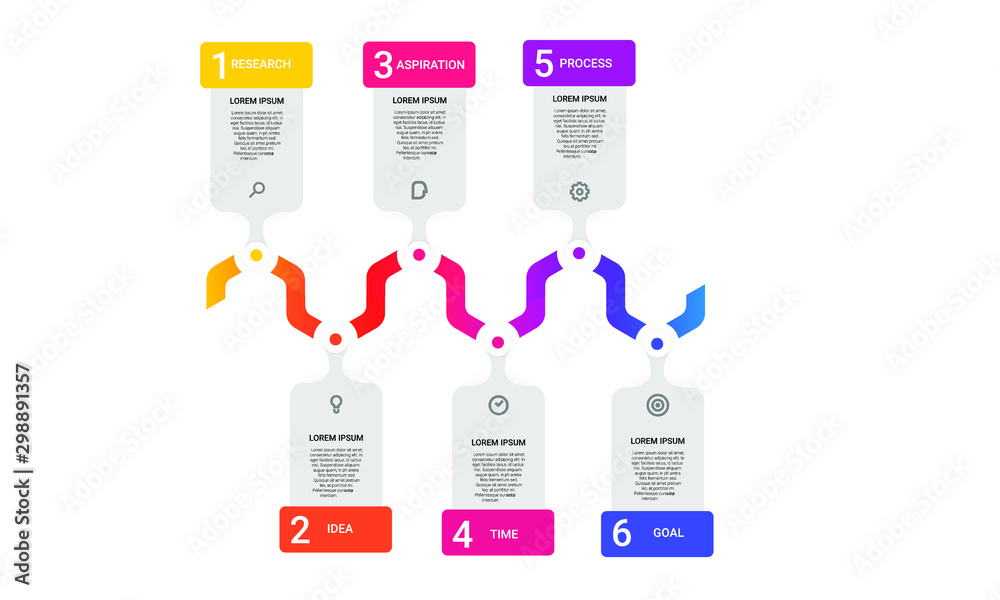 vector step Infographic stack chart design with icons and 6 options or ...