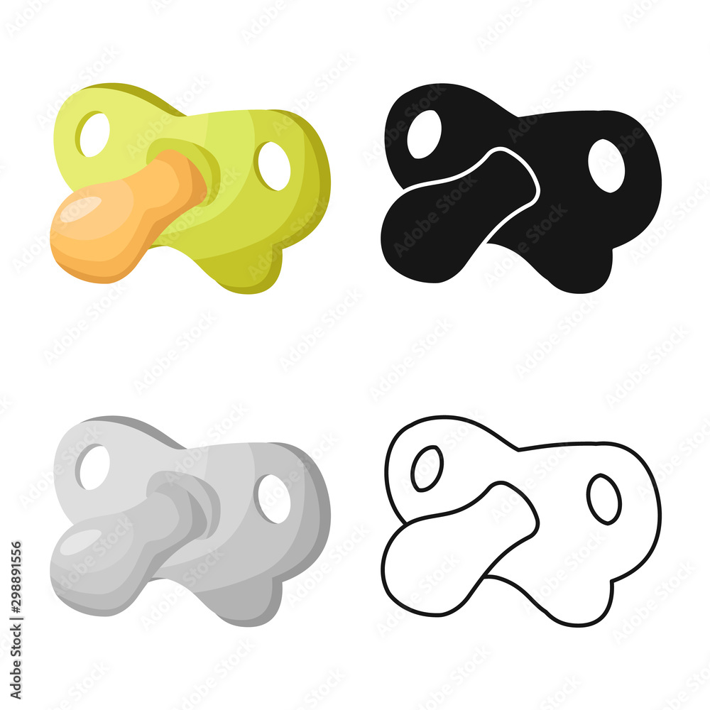 Vector illustration of nipple and pacifier sign. Web element of nipple ...
