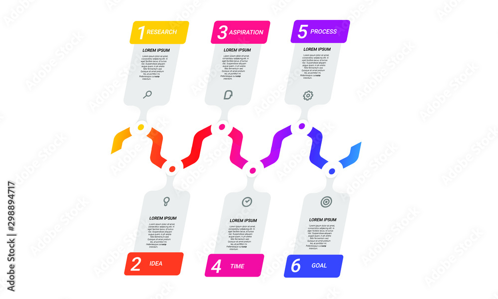 vector step Infographic stack chart design with icons and 6 options or ...