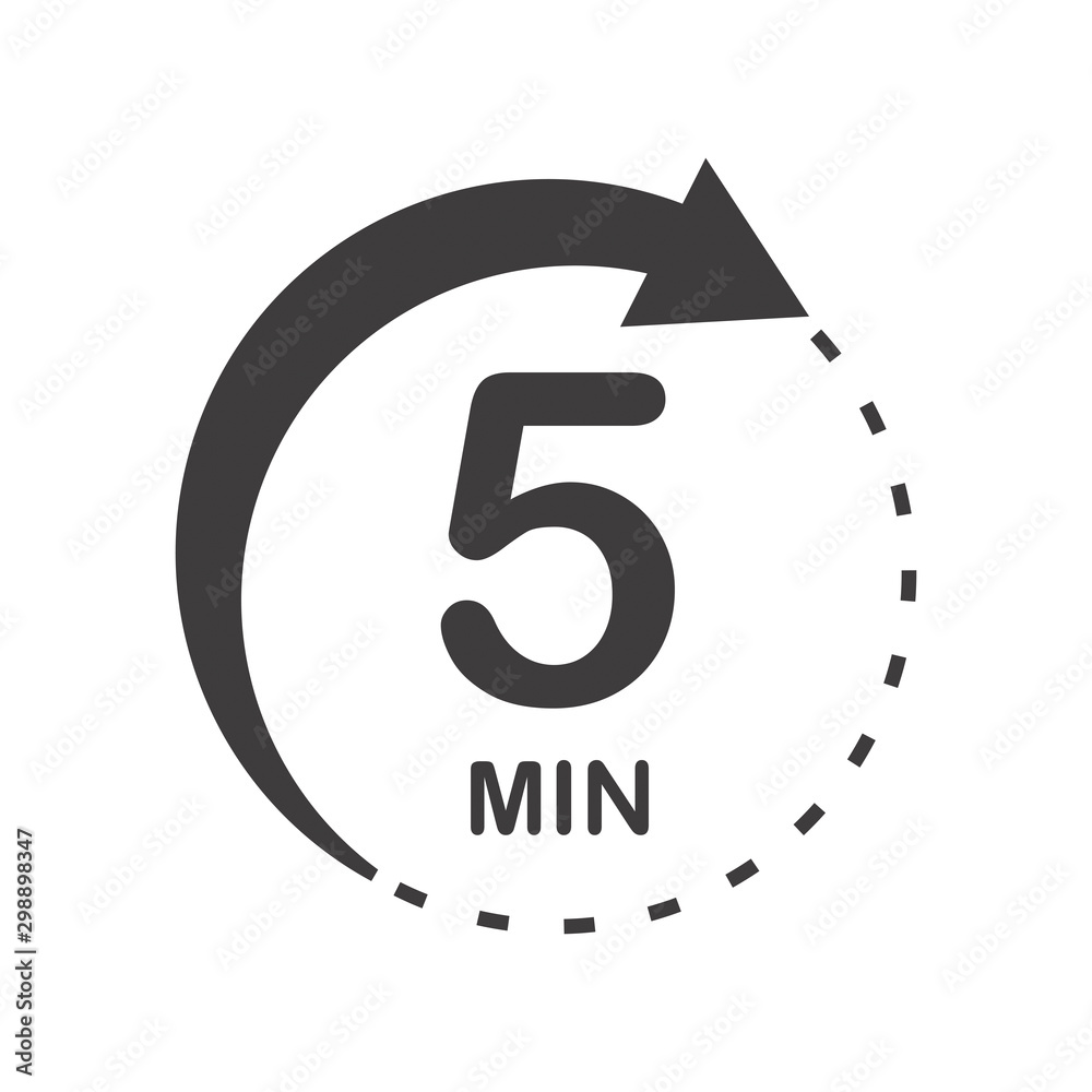 Five minutes icon. Symbol for product labels. Different uses such as ...