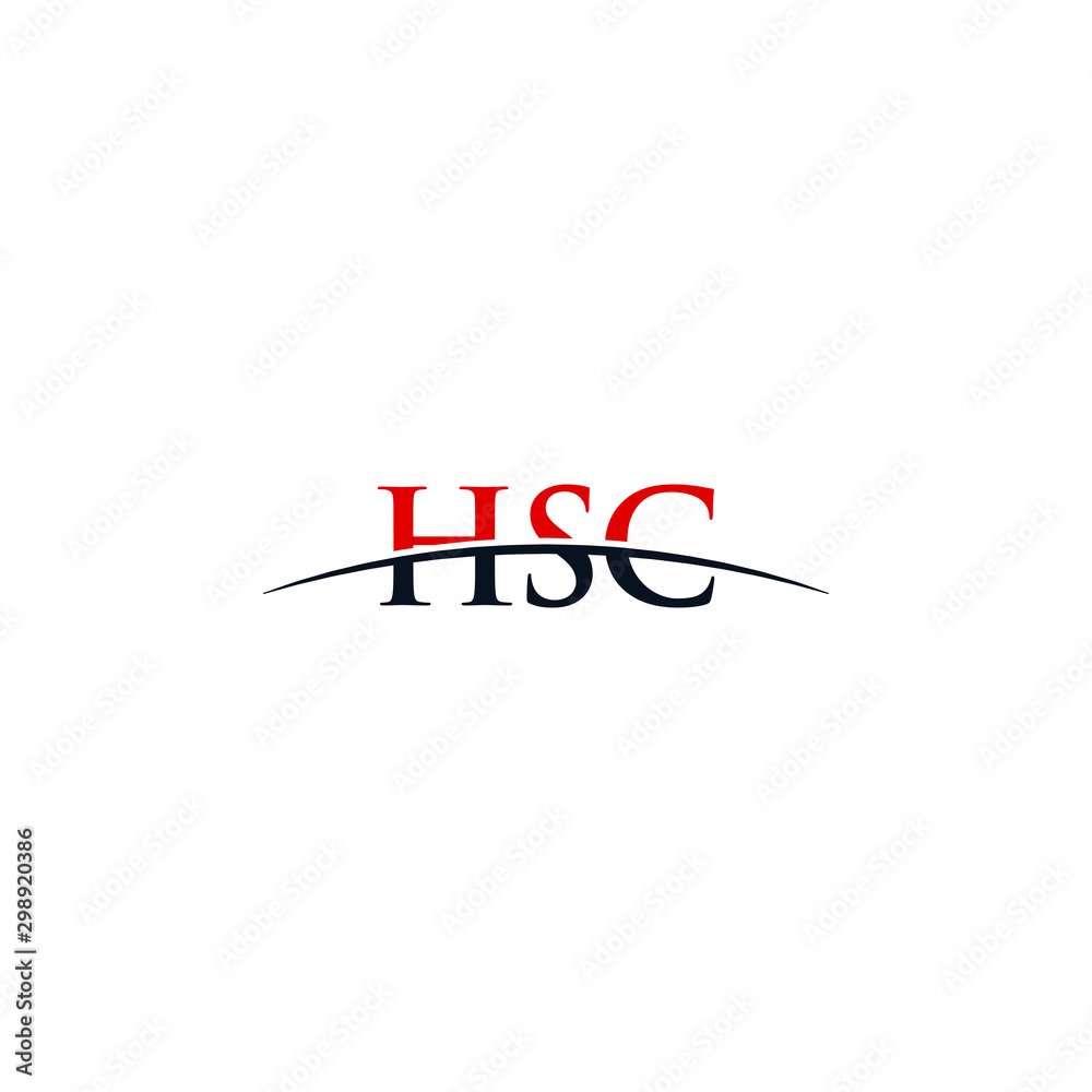 Initial letter HSC, overlapping movement swoosh horizon logo company ...