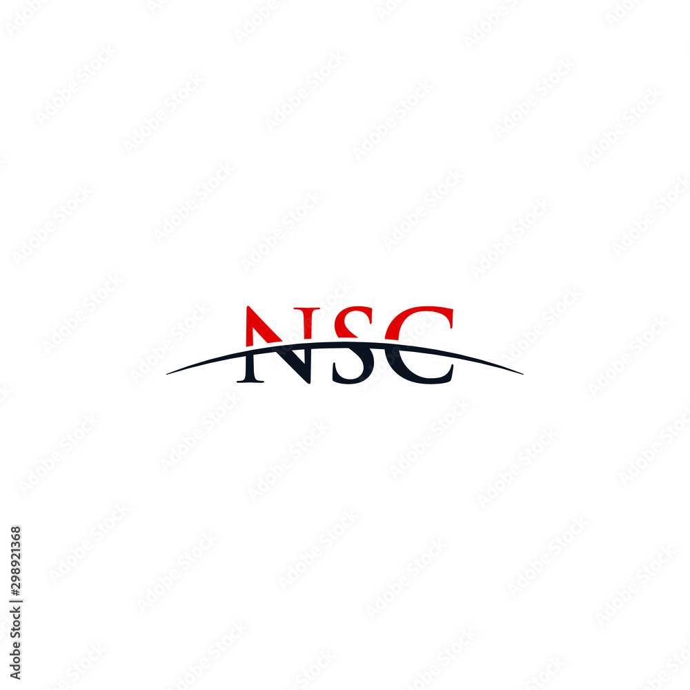 Initial letter NSC, overlapping movement swoosh horizon logo company ...