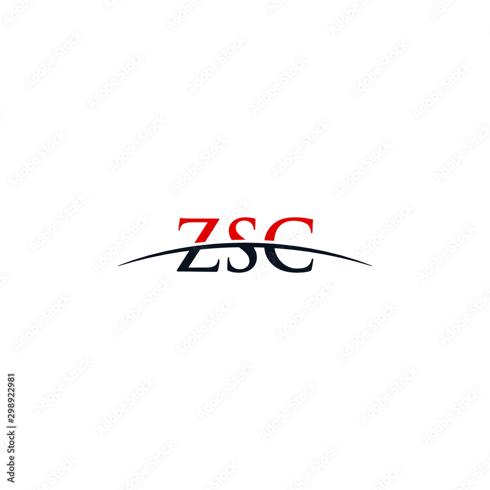 Initial letter ZSC, overlapping movement swoosh horizon logo company ...