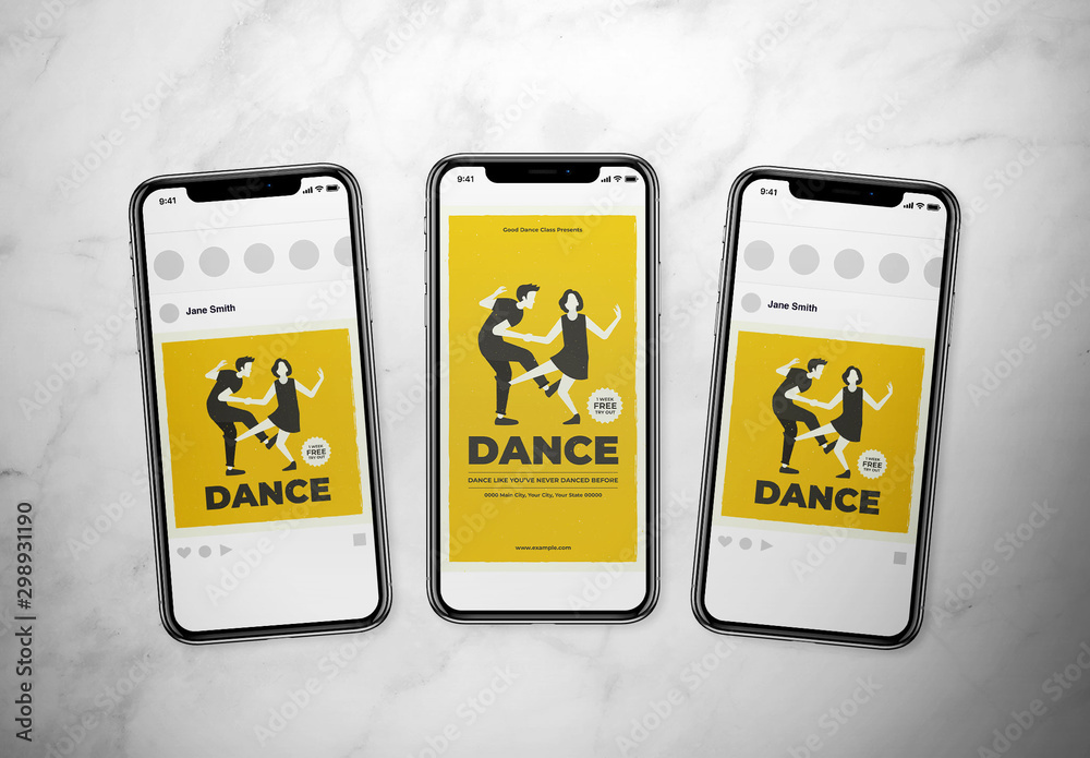 Dance Class Social Media Layout Set Stock Template | Adobe Stock