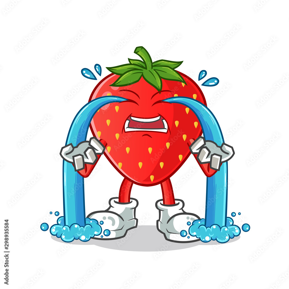 strawberry cry mascot vector cartoon illustration Stock Vector | Adobe ...