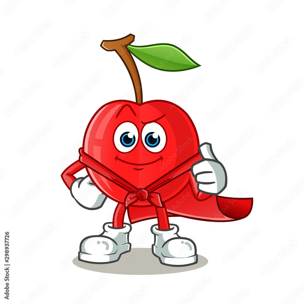 cherry super hero mascot vector cartoon illustration Stock Vector ...